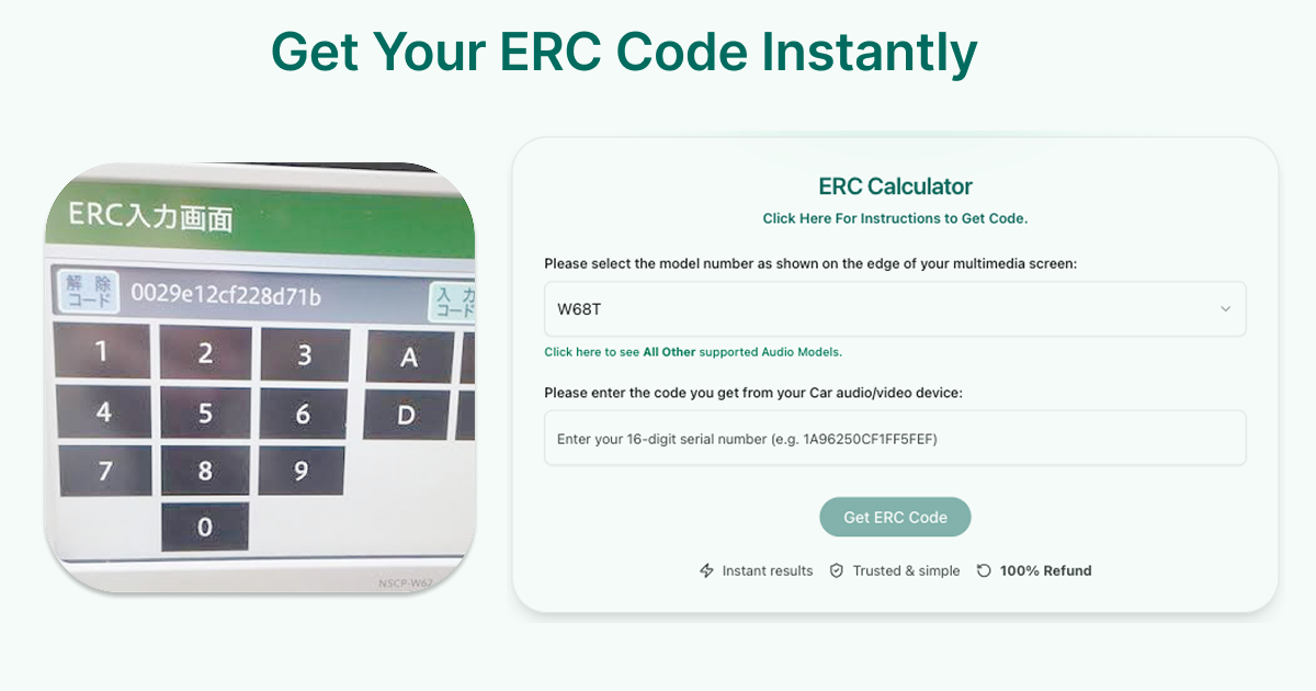ERC Calculator – Get Toyota Radio ERC Code Instantly